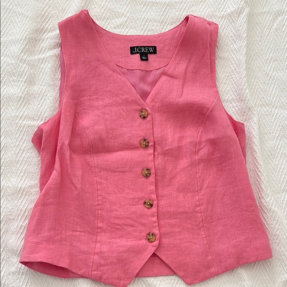 J. Crew | Tops | J Crew Pink Linen Vest | Poshmark